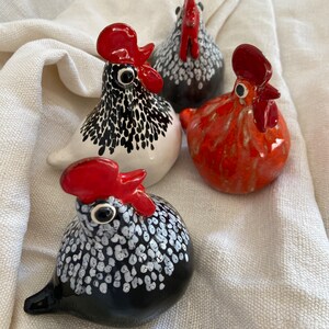 Handmade Sculpted Pottery Hens Created by Local Artist, Decorative ...