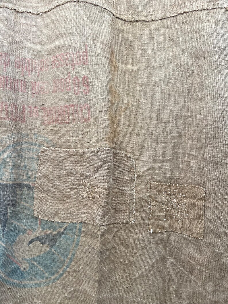 One Heavy Duty Cloth, Rustic Burlap Rug or Cover With Hand Sewn Sacks ...