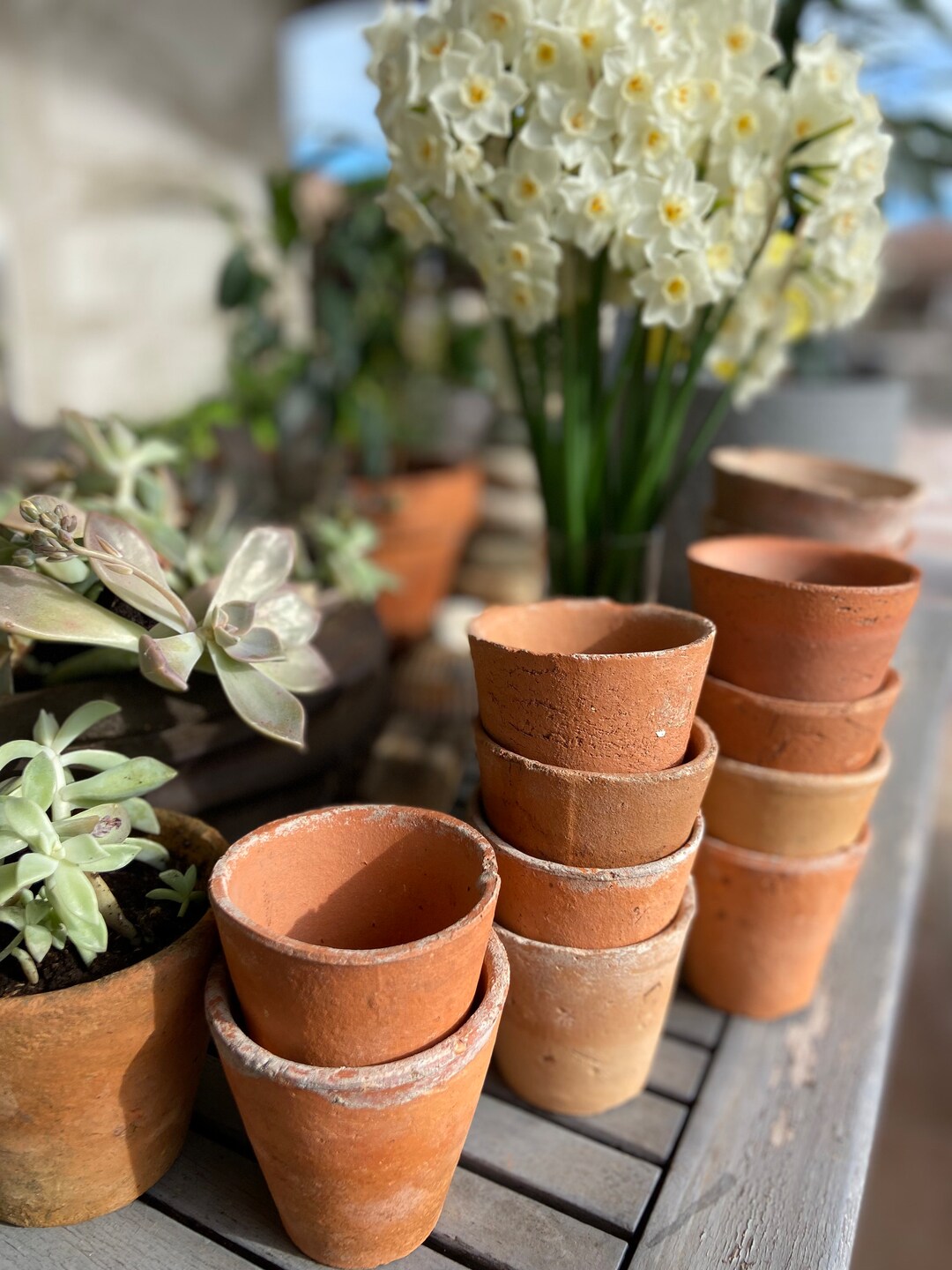 Beautiful Antique Small Seedling Earth Pots, Handmade Pottery Authentic ...