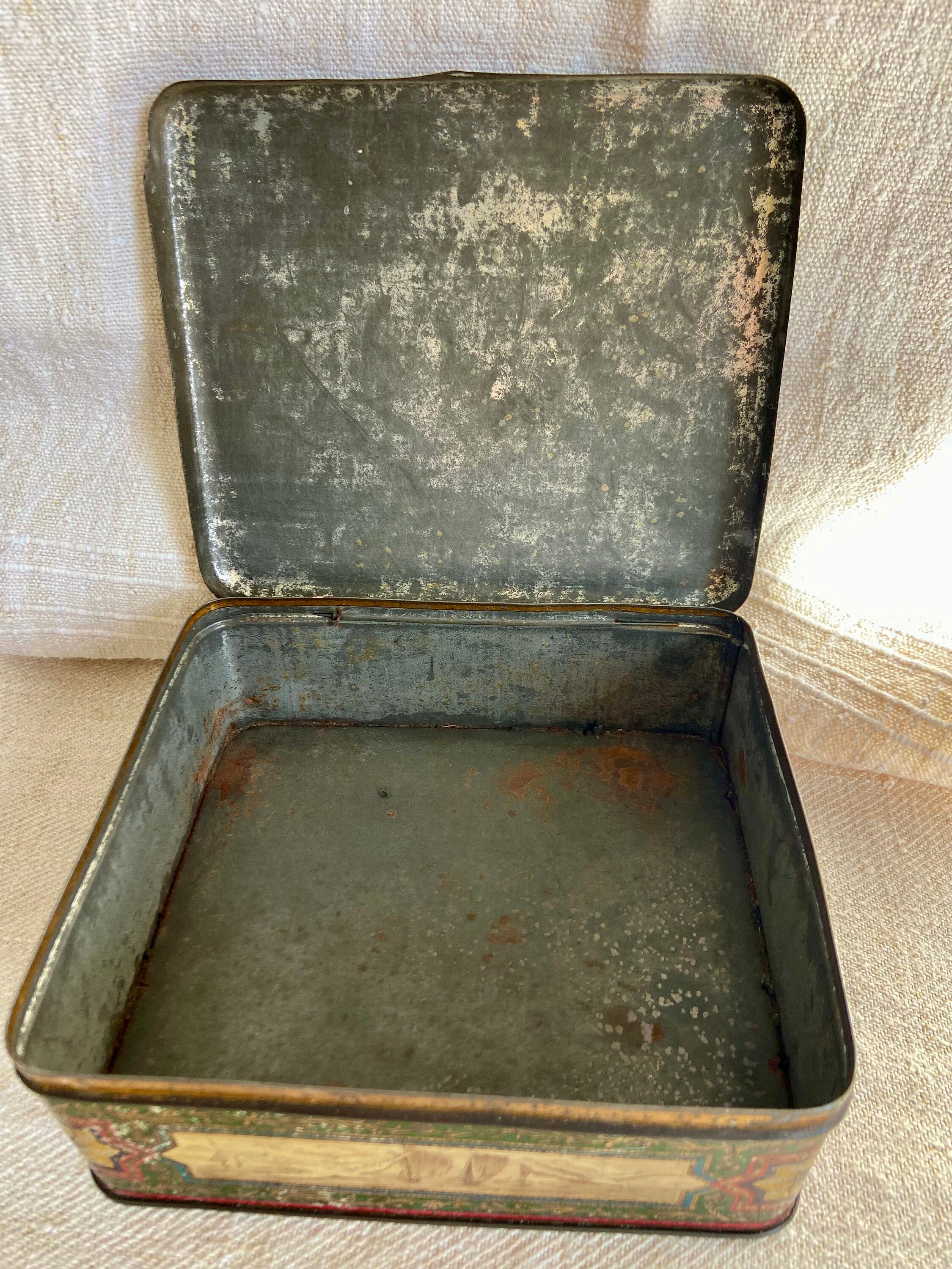 Vintage Storage Tin Box With Hinged Lid, le Charmeur Theme Collectible ...