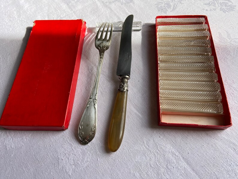 1 Set of 12 Antique Crystal Knife Rests, Silverware Rests, Glass ...