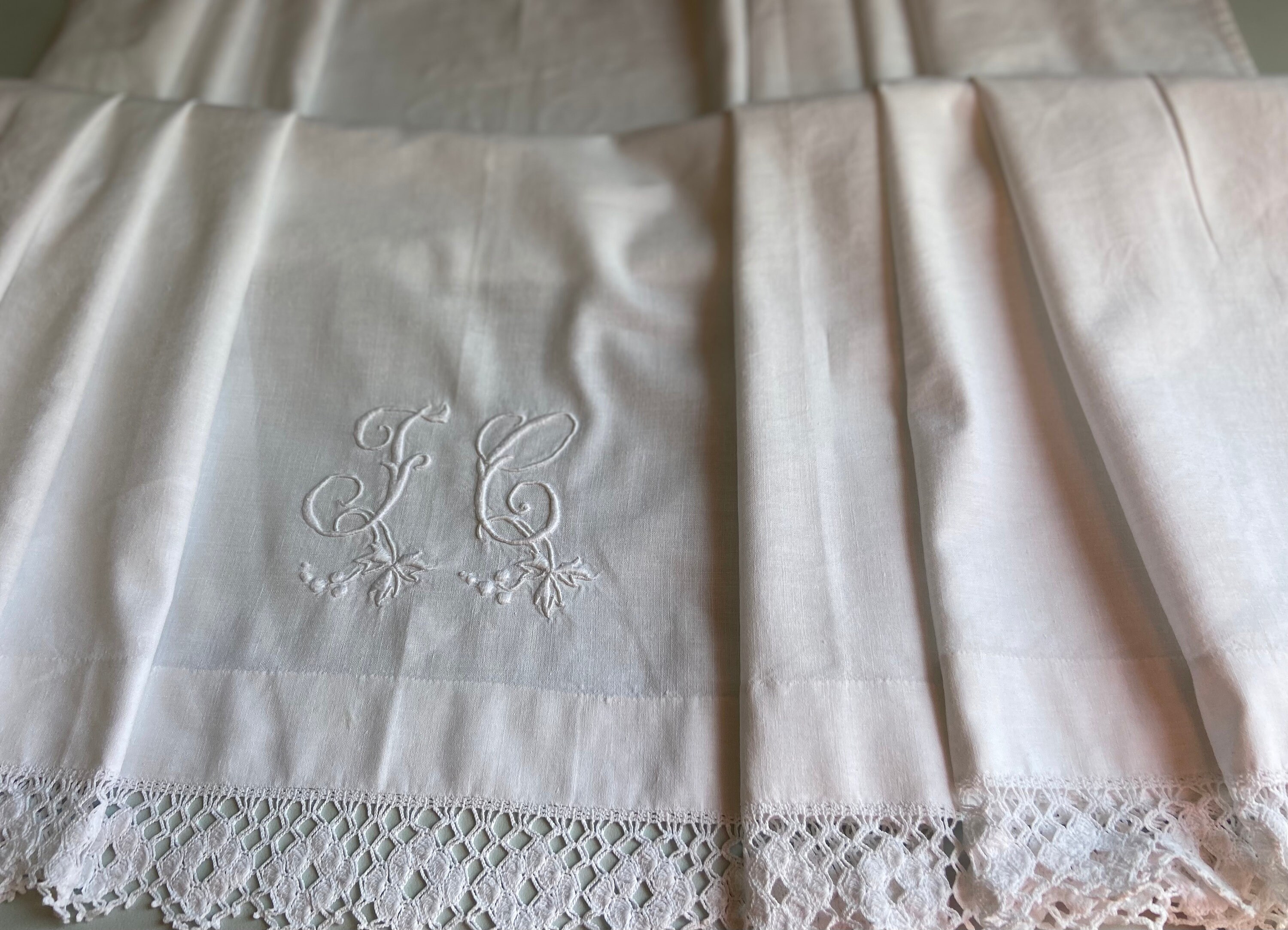 Rare Find Very Long Hand Gathered French Antique Flax Linen Mantel or ...