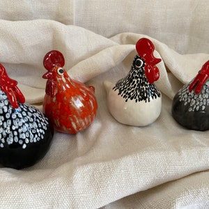 Handmade Sculpted Pottery Hens Created by Local Artist, Decorative ...