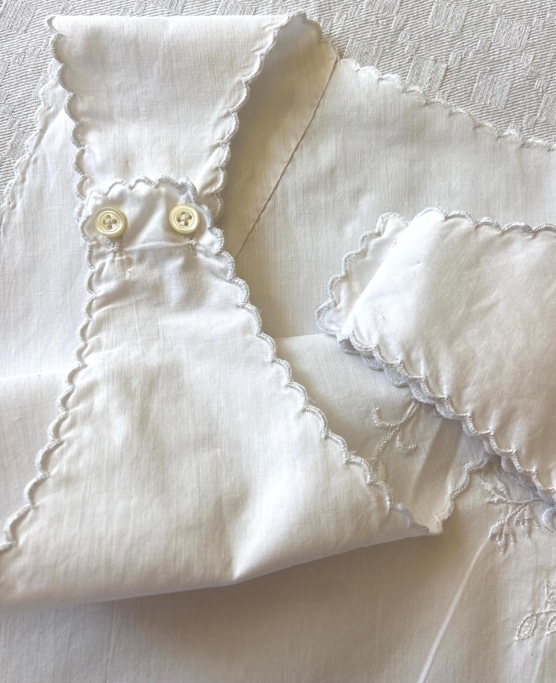 Antique French Linen Nightgown L/XL: Hand Embroidered Monogram SC ...
