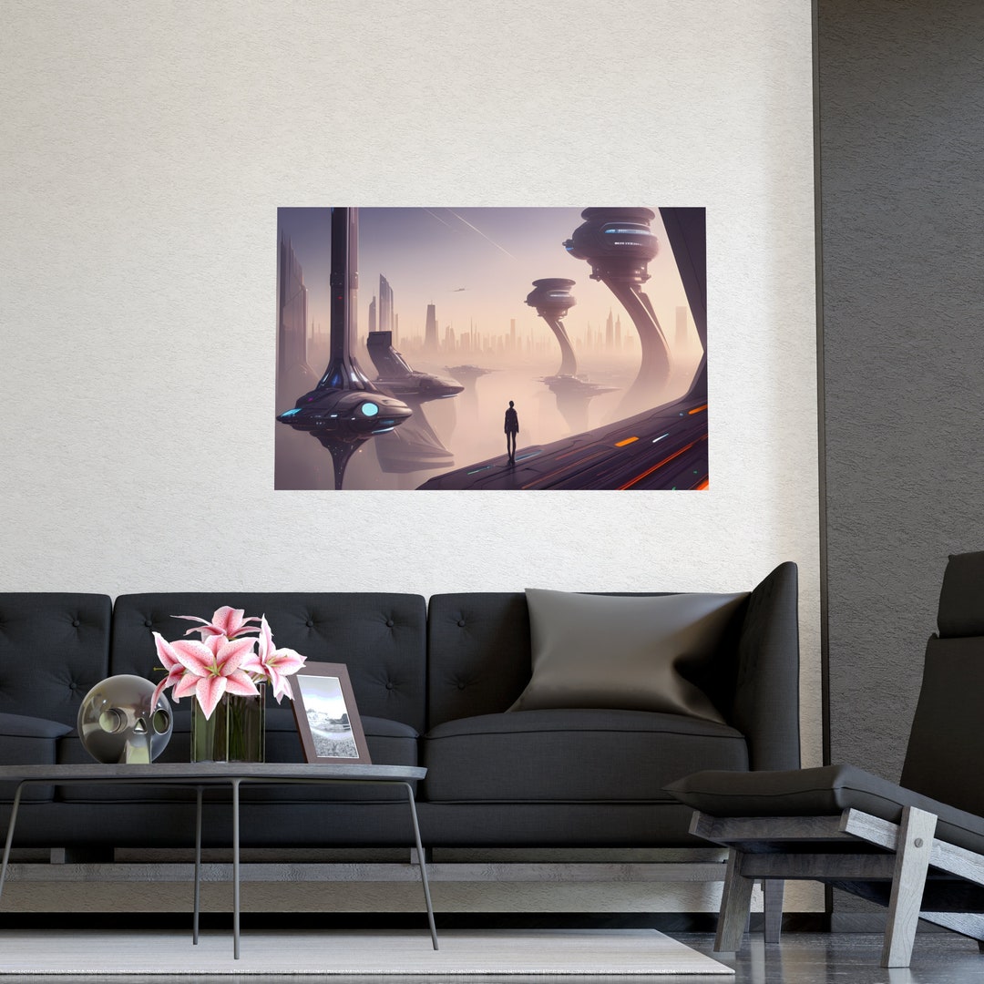 Poster Cyber City Dystopian Sci Fi Cityscape XL Sizes - Etsy