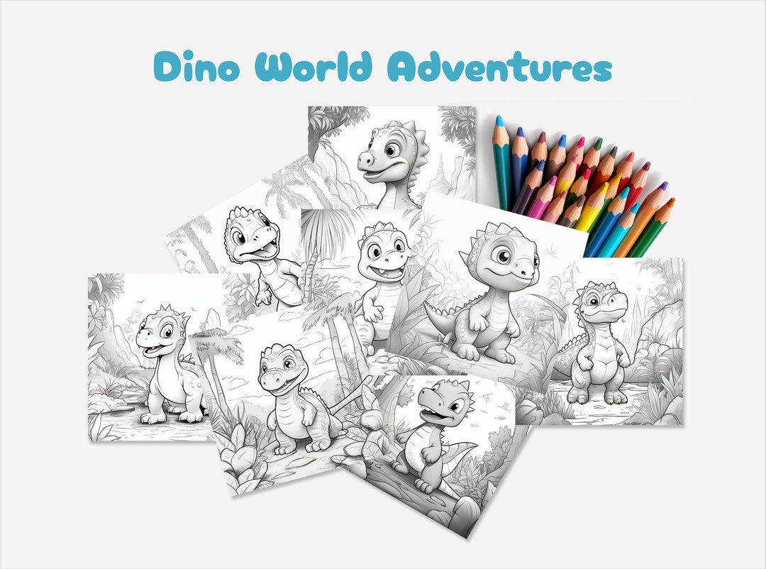 Coloring Book - Dino World Adventures - Kids Activities (8 Pages) - Etsy