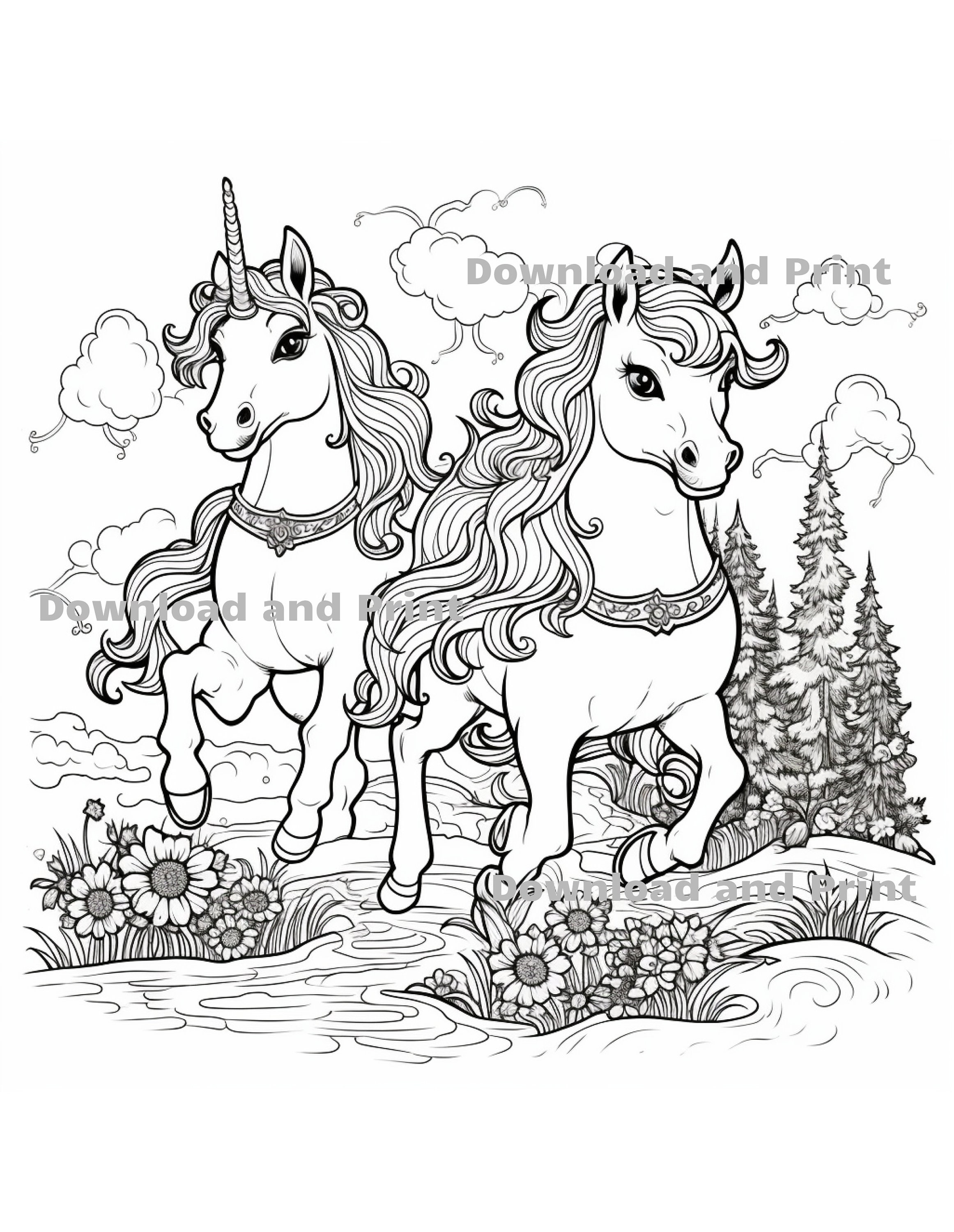 Coloring Book Magical Unicorn Adventures Kids Activities 10 Pages - Etsy