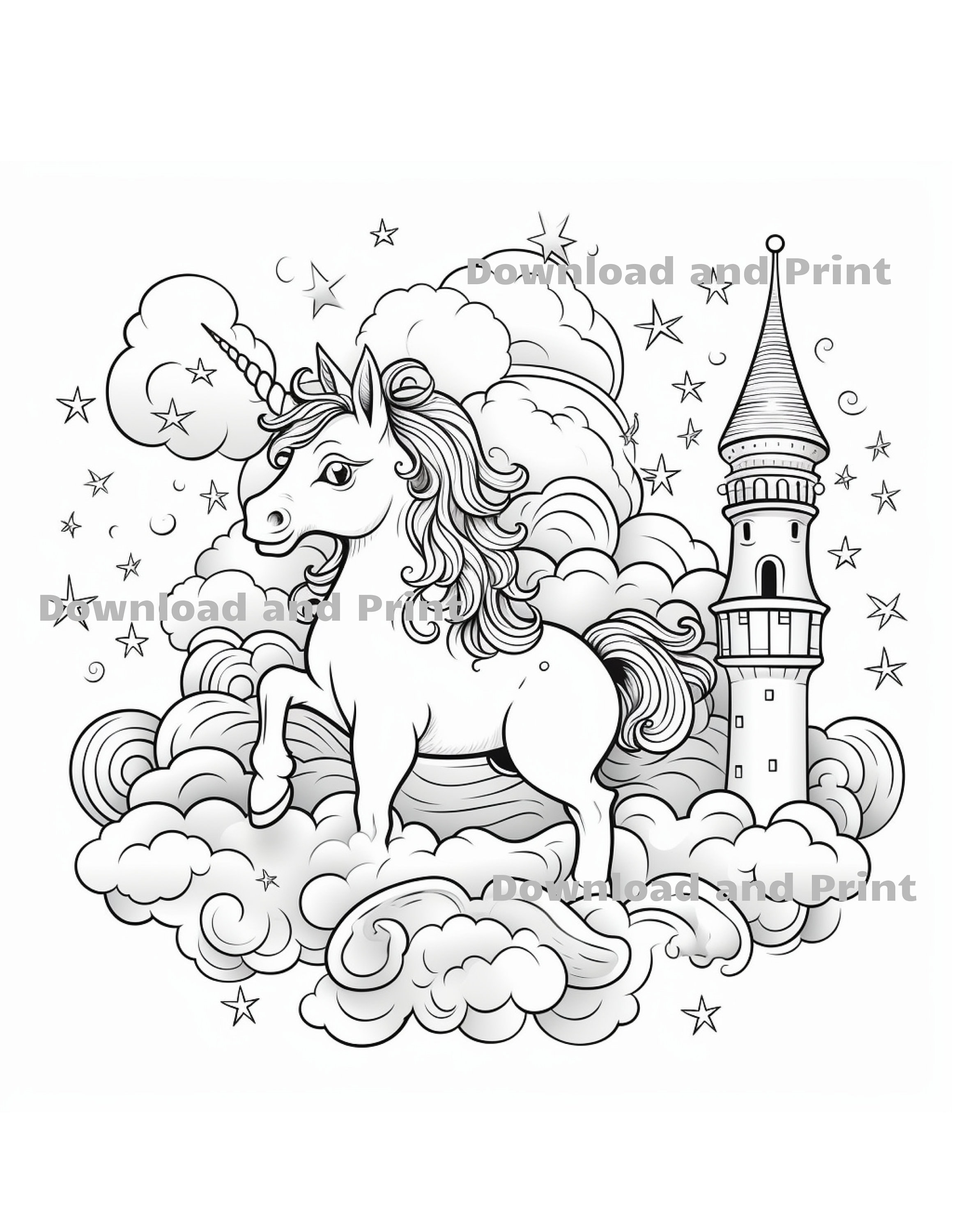 Coloring Book Magical Unicorn Adventures Kids Activities 10 Pages - Etsy