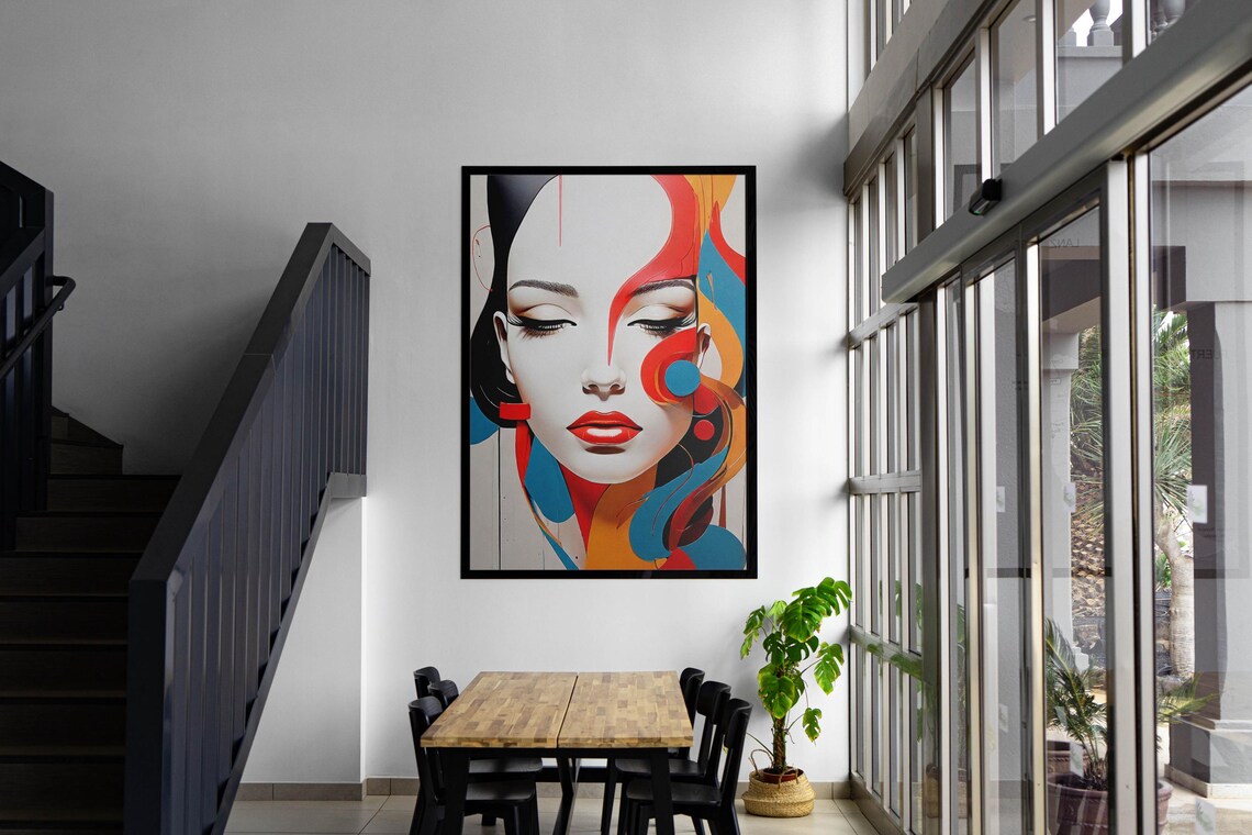 Modern Abstract Portrait – Bold and Vibrant Digital Art Print - Etsy