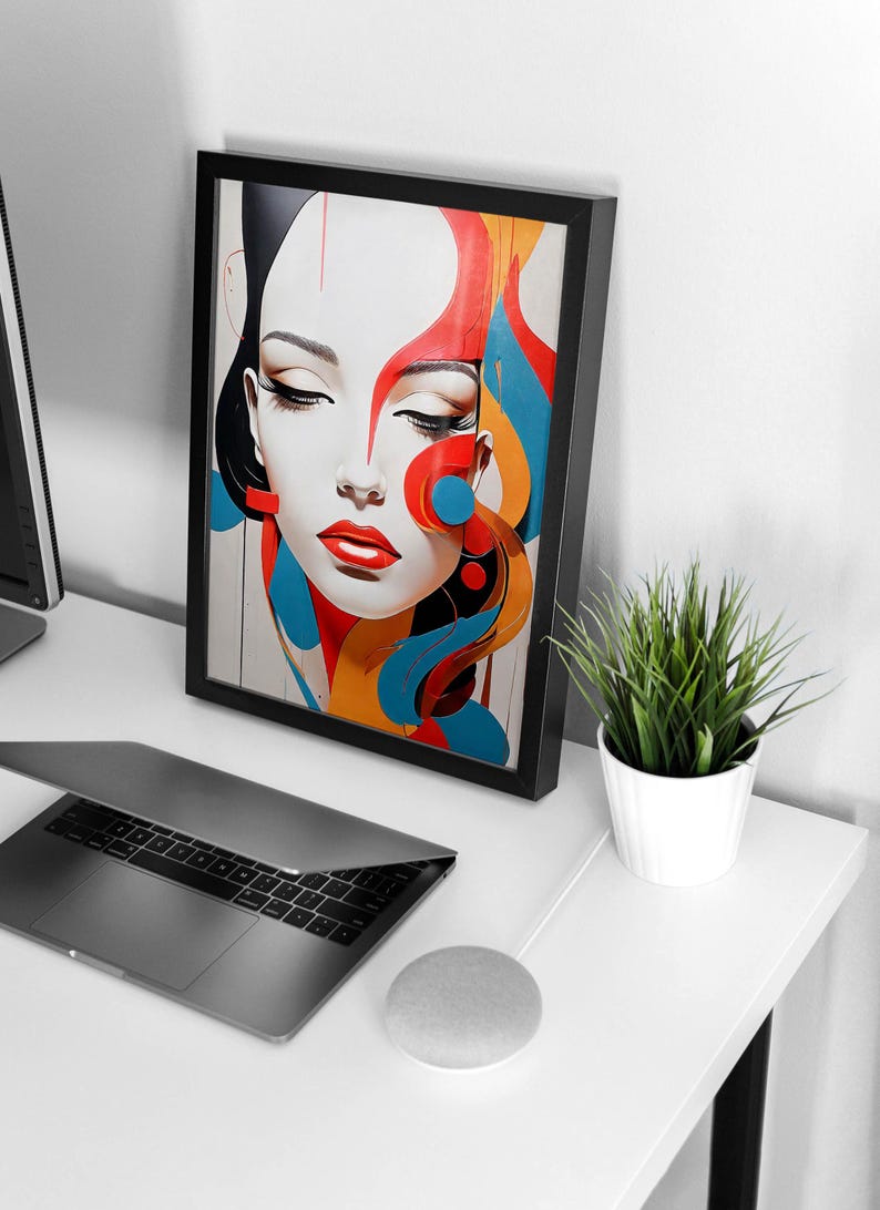 Modern Abstract Portrait – Bold and Vibrant Digital Art Print - Etsy