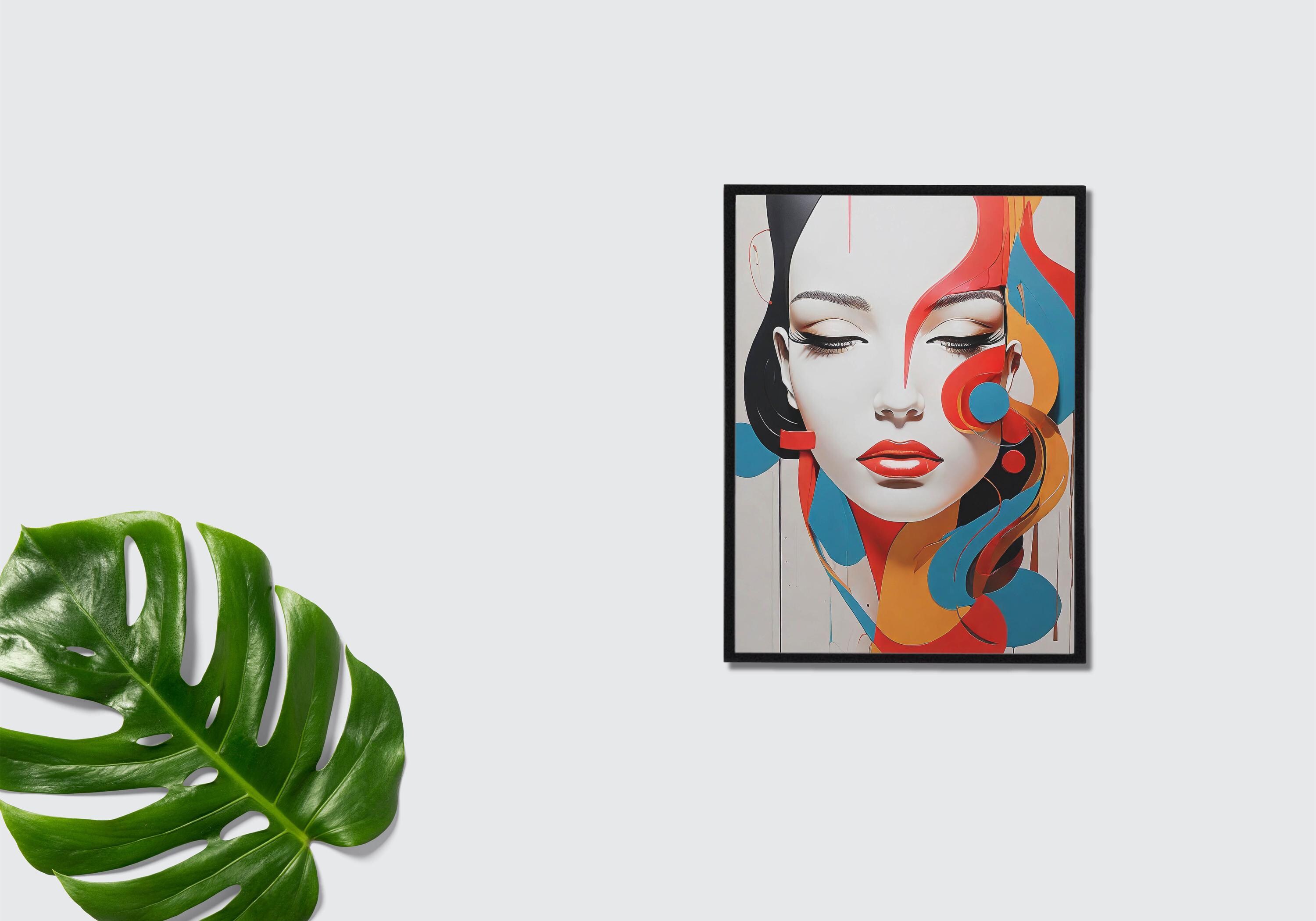 Modern Abstract Portrait – Bold and Vibrant Digital Art Print - Etsy