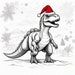 Printable Christmas Dinosaur Coloringcoloring Pagechristmas - Etsy