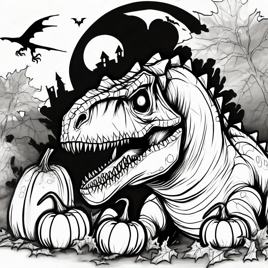 Printable Zombie Dinosaur Halloween Coloring,dinosaur Coloring,coloring ...