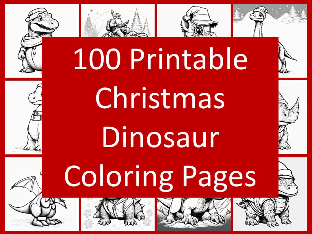 Printable Christmas Dinosaur Coloring,coloring Page,christmas Coloring ...
