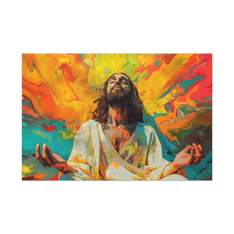Ethereal Psychedelic Jesus Meditating Canvas Art Christian Wall Decor ...