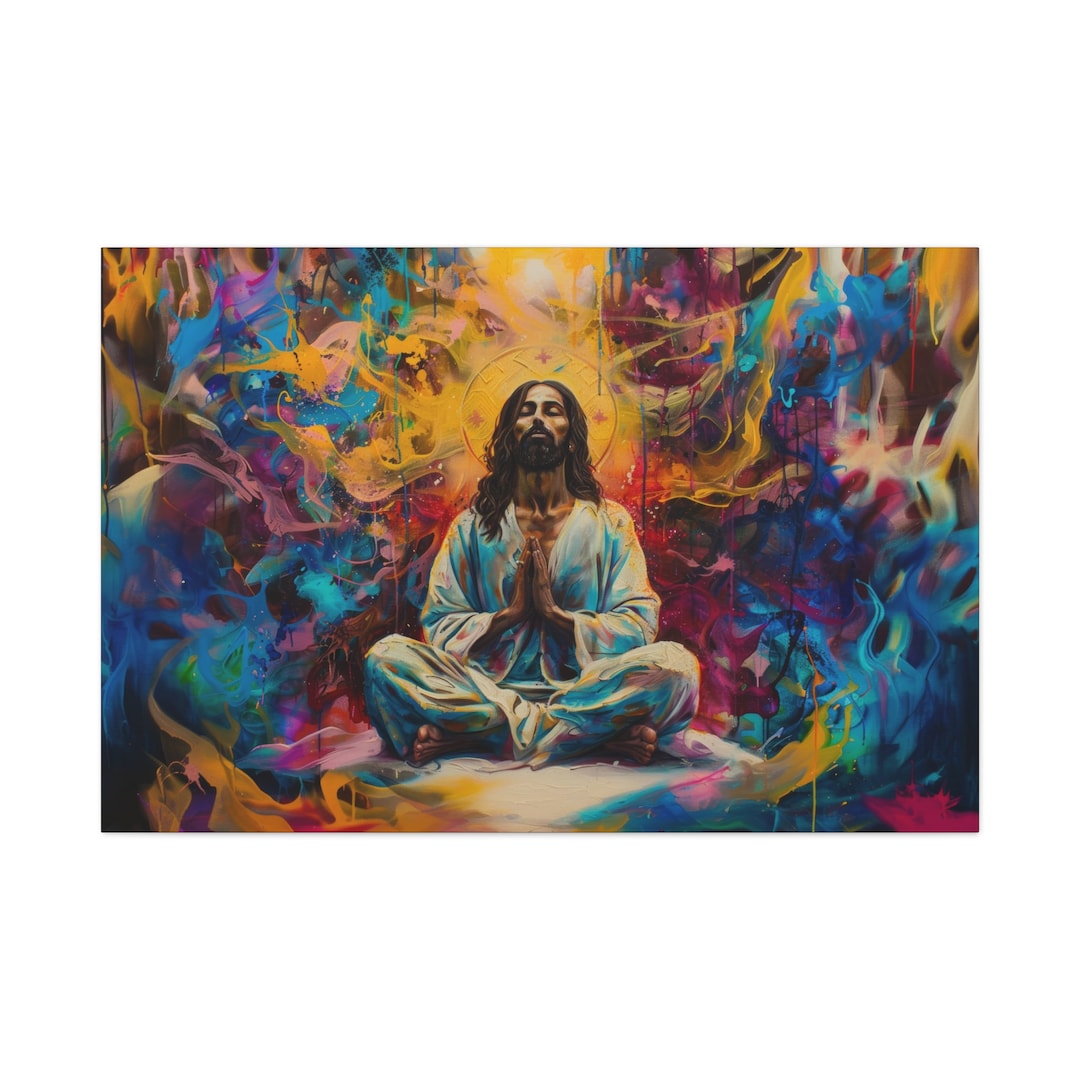 Ethereal Psychedelic Jesus Meditating Canvas Art Christian Wall Decor ...