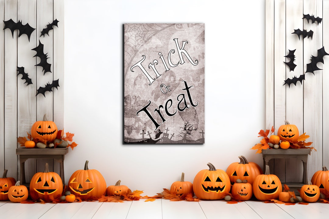 Süßes oder Saures Zeichen | Halloween Dekor | Große Leinwand Kunst ...