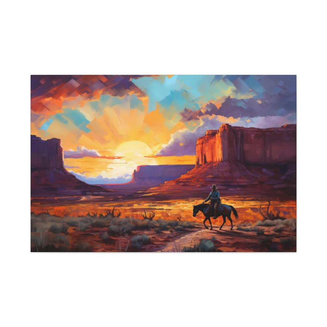 Western Landscape Canvas Painting Old West Print Ranch Landscape Home ...