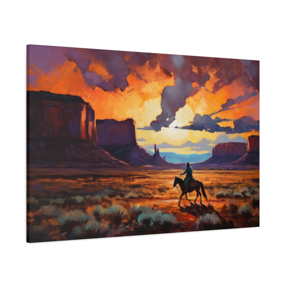 Western Landscape Canvas Painting Old West Print Ranch Landscape Home ...