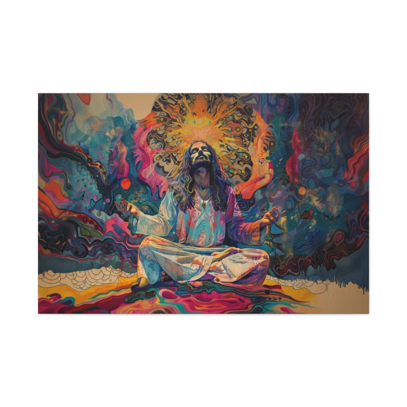 Psychedelic Jesus Meditating Canvas Home Wall Decor Modern Spiritual ...