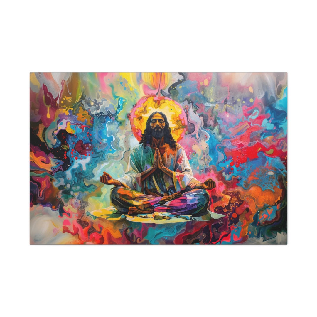 Ethereal Psychedelic Jesus Meditating Canvas Art Christian Wall Decor ...