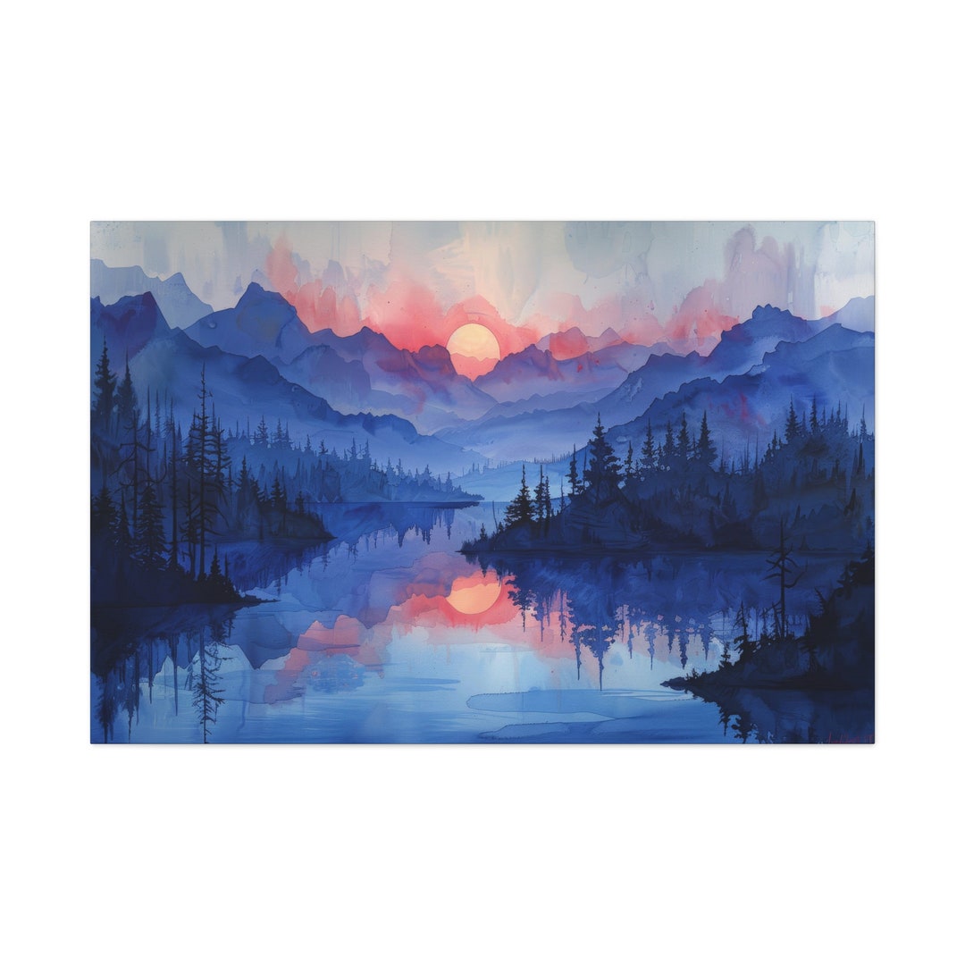 Bob Ross Oil Painting Nature Landscape Wall Art Mountain at Night ...