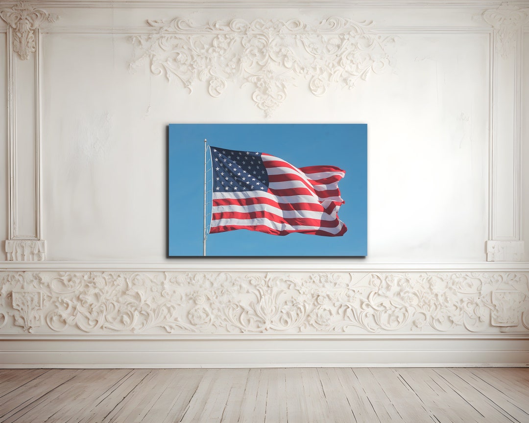 American Flag Canvas Print Veterans Day Wall Art USA Patriot Poster ...