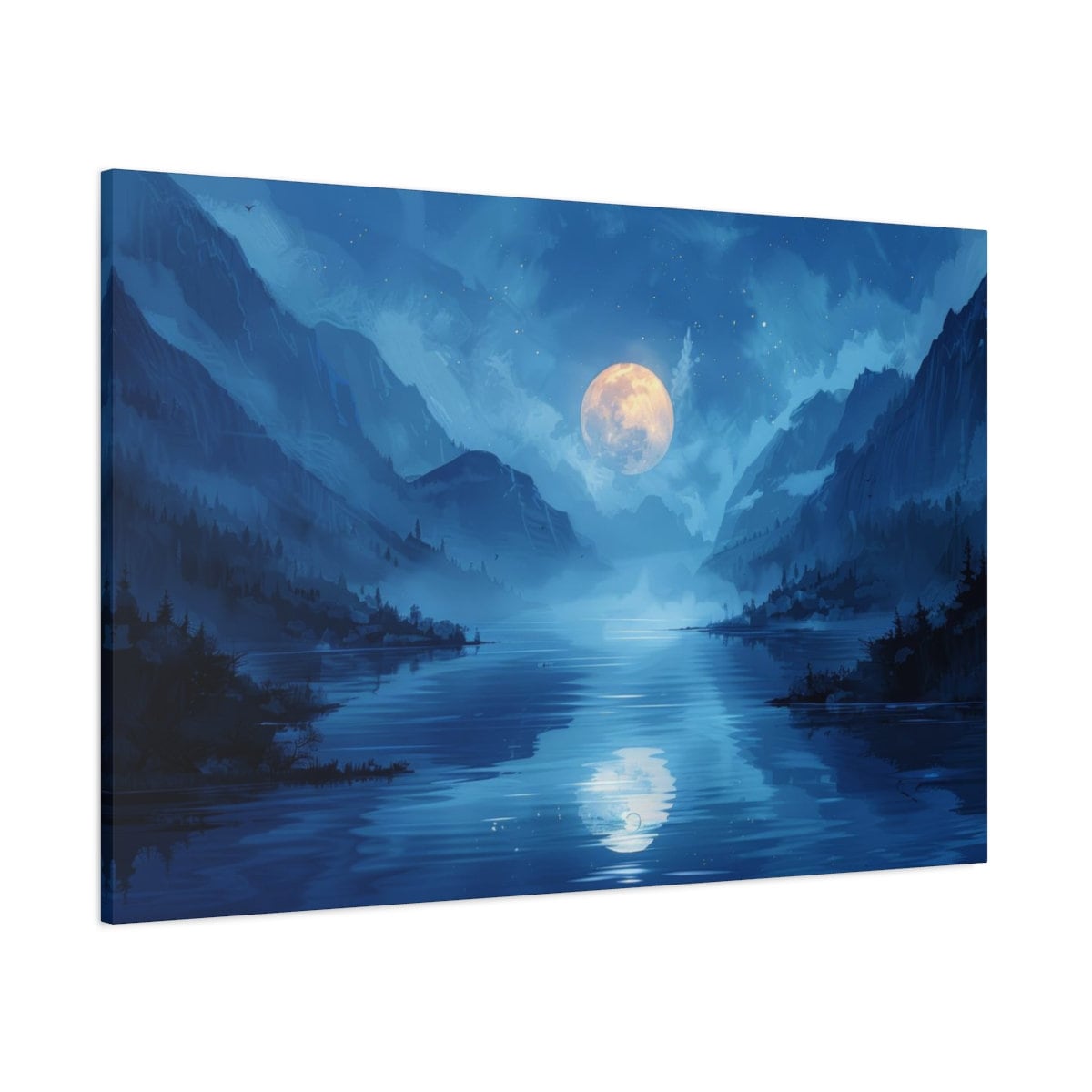 Bob Ross Oil Painting Nature Landscape Wall Art Mountain at Night ...