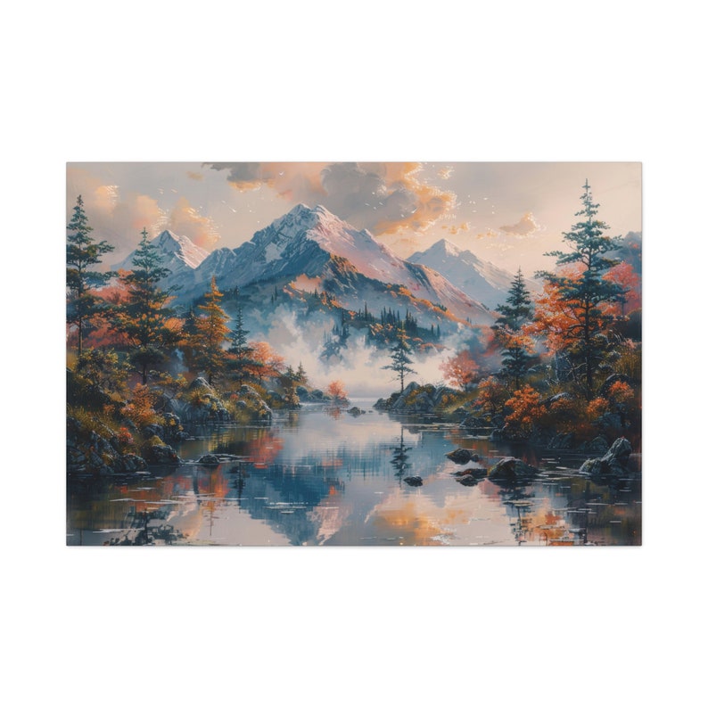 Bob Ross Oil Painting Nature Landscape Wall Art Mountain Range Artwork ...