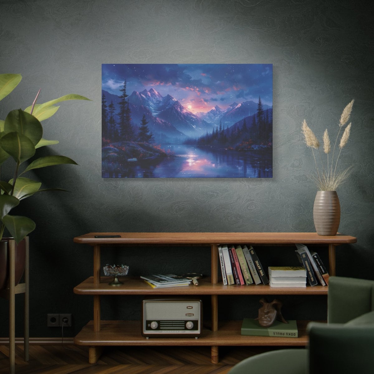 Bob Ross Oil Painting Nature Landscape Wall Art Mountain at Night ...