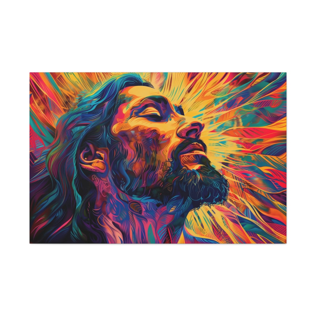 Ethereal Psychedelic Jesus Meditating Canvas Art Christian Wall Decor ...