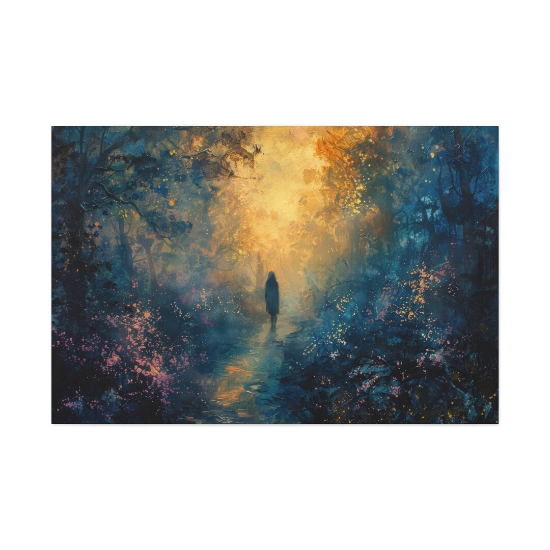 Lone Traveler Oil Painting Nature Fantasy Landscape Wall Art Wanderlust ...