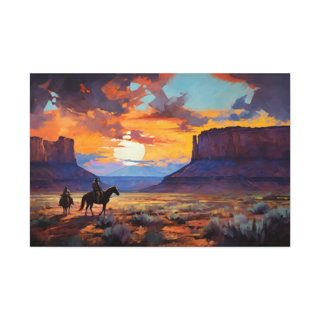 Western Landscape Canvas Painting Old West Print Ranch Landscape Home ...