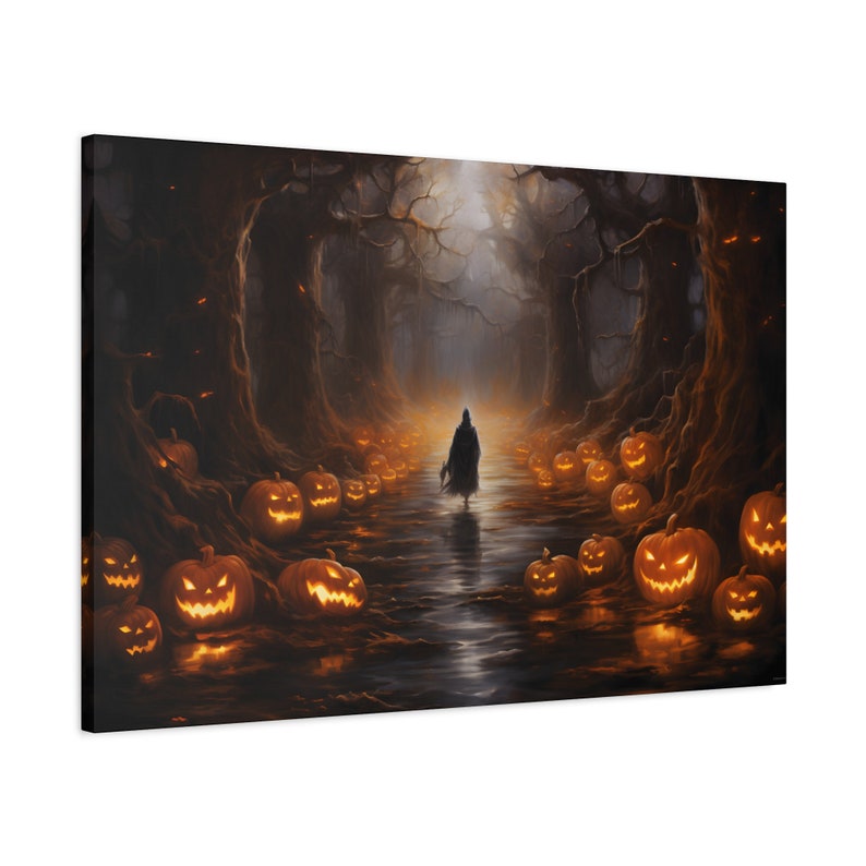 Grim Reaper Canvas Wall Art | Creepy Art Print | Jack O Lantern Poster ...