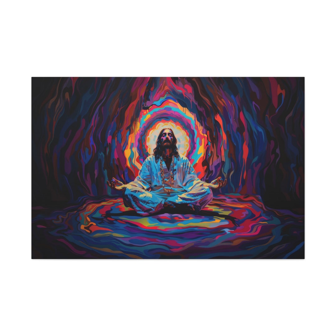 Divine Wanderer Trippy Modern Jesus Painting Spiritual Landscape Modern ...