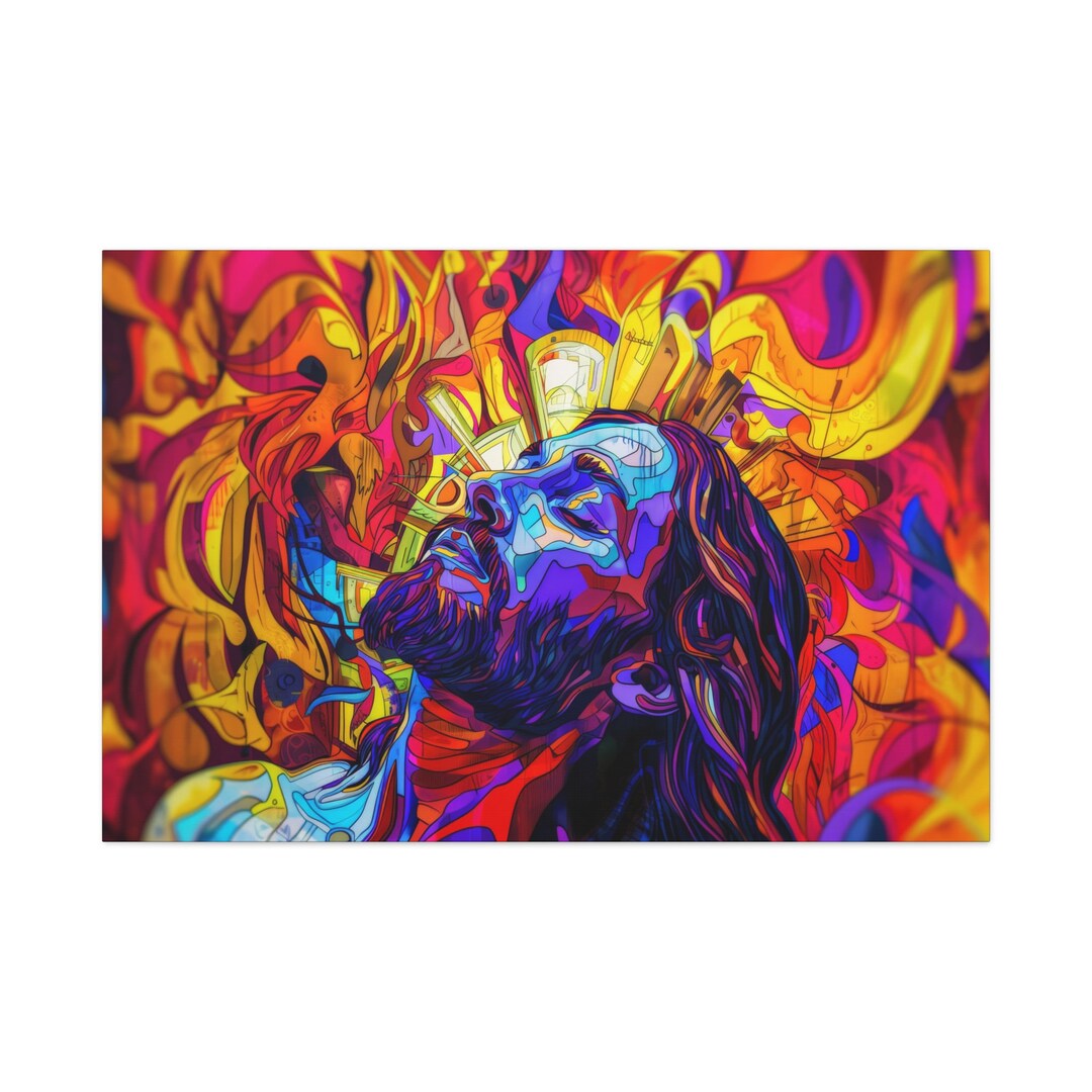 Divine Wanderer Trippy Modern Jesus Painting Spiritual Landscape Modern ...