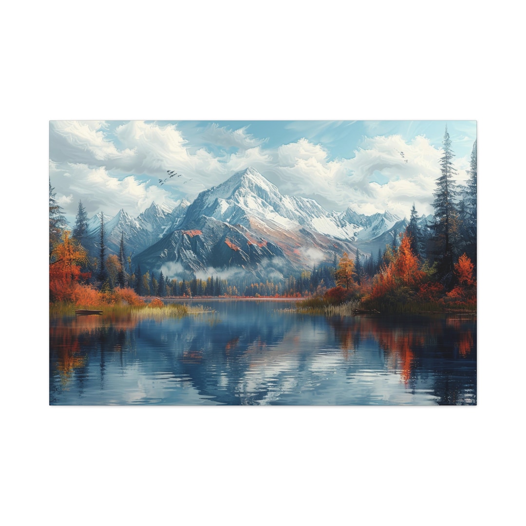 Vintage Bob Ross Alaskan Mountainscape Canvas Art Rustic Wall Decor ...