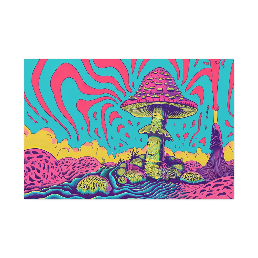 Psychedelic Abstract Mushroom Wall Art Surrealism Wall Decor Trippy ...