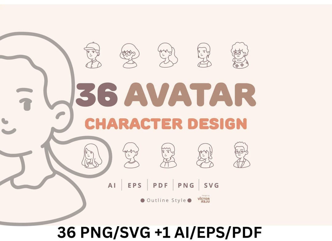 36 Character SVG, Character Design Icons Pack, Cricut, Silhouette Cut ...