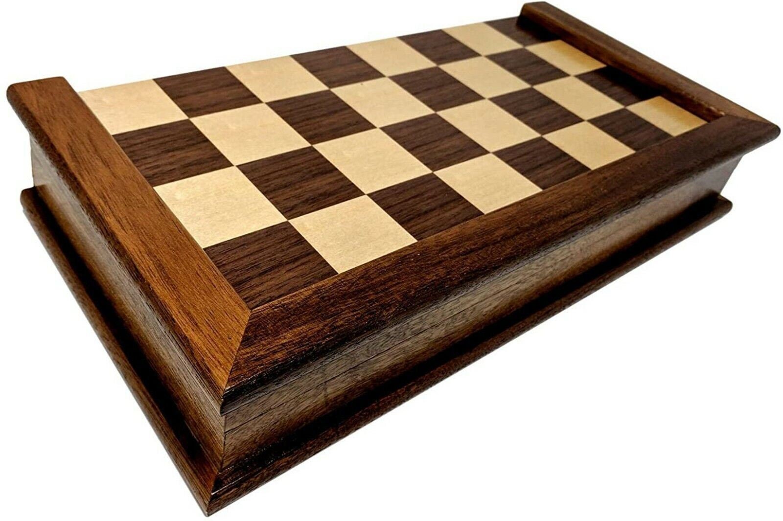 LARGE 17 Inch Wooden Chess Set Board Hand Carved Crafted Pieces Folding ...
