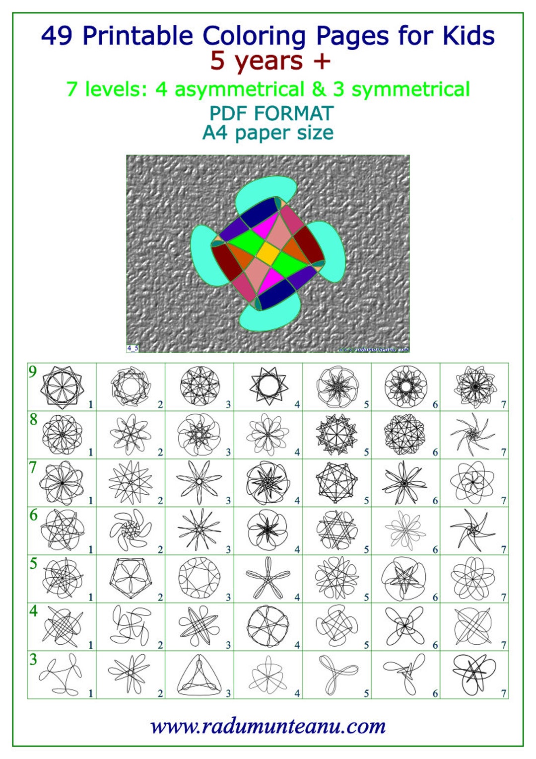 49 Coloring Pages of Geometrical Figures for Kids 5 Years Plus - Etsy