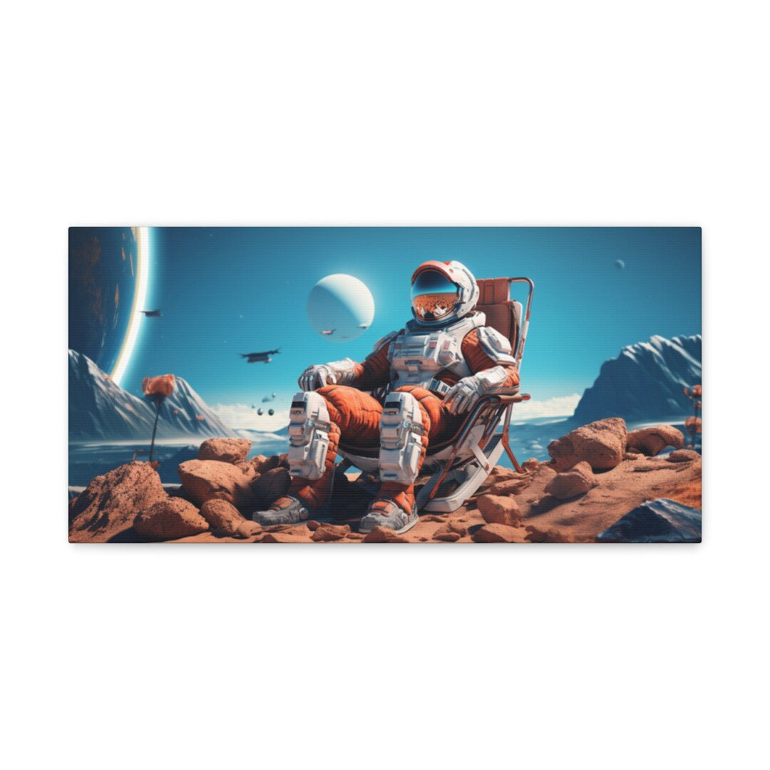 Astronaut Chilling by the Sea Digital Painting - Etsy