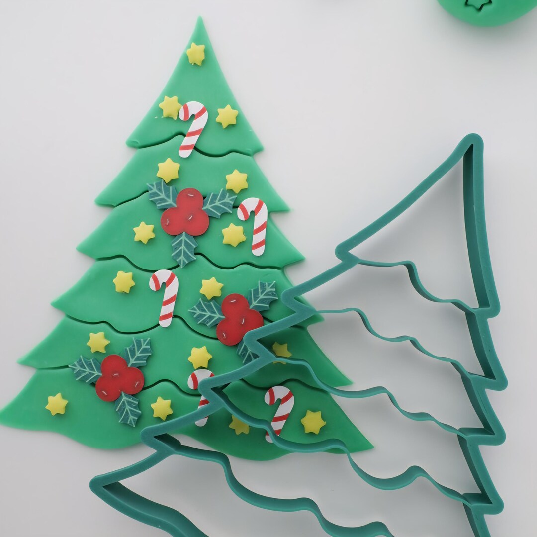 XL Christmas Tree Playdough Cutter Set – Holiday Sensory Play, Bio 3D ...