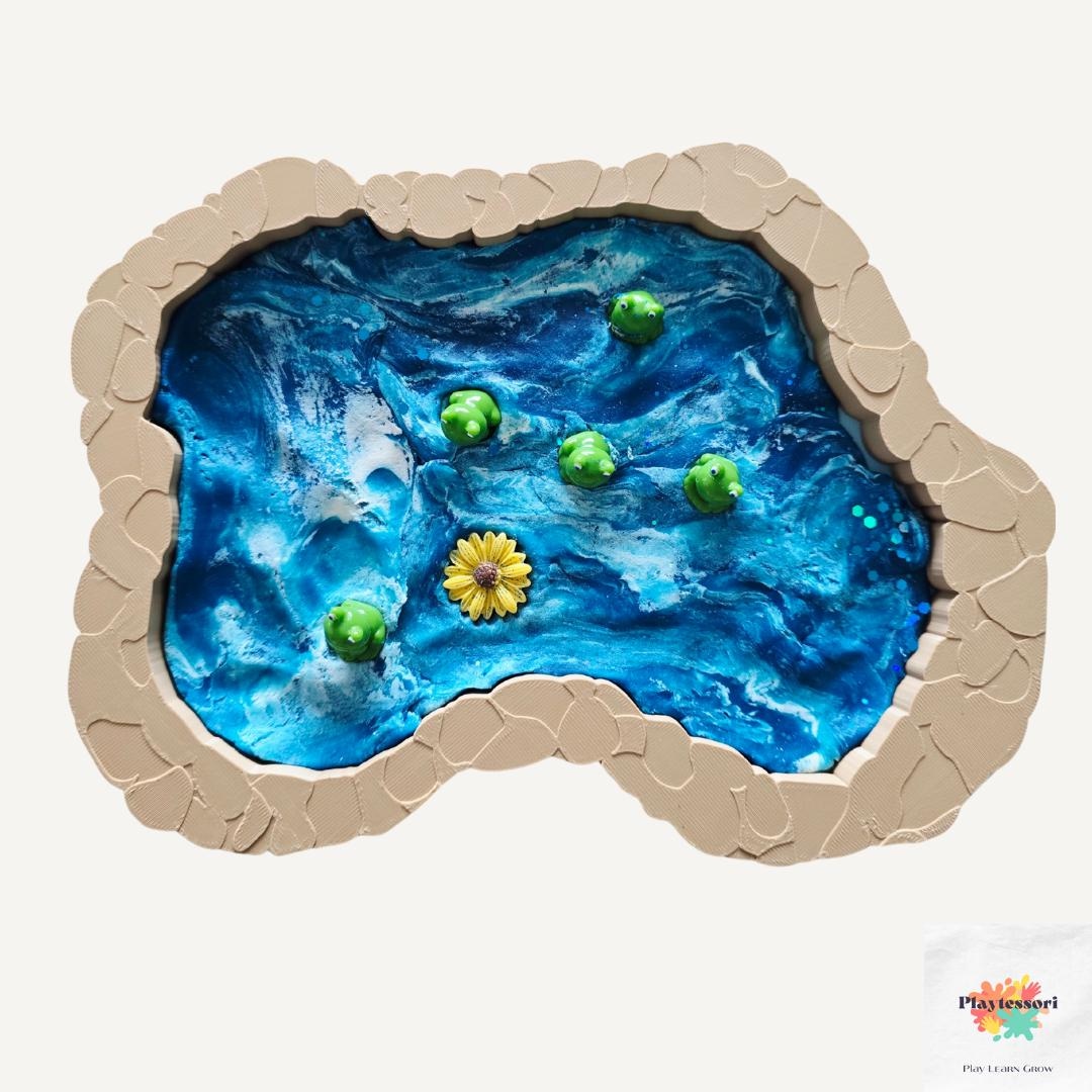 3D Printed Sensory Pond Tray: Montessori Water Play With Frogs & Flower ...