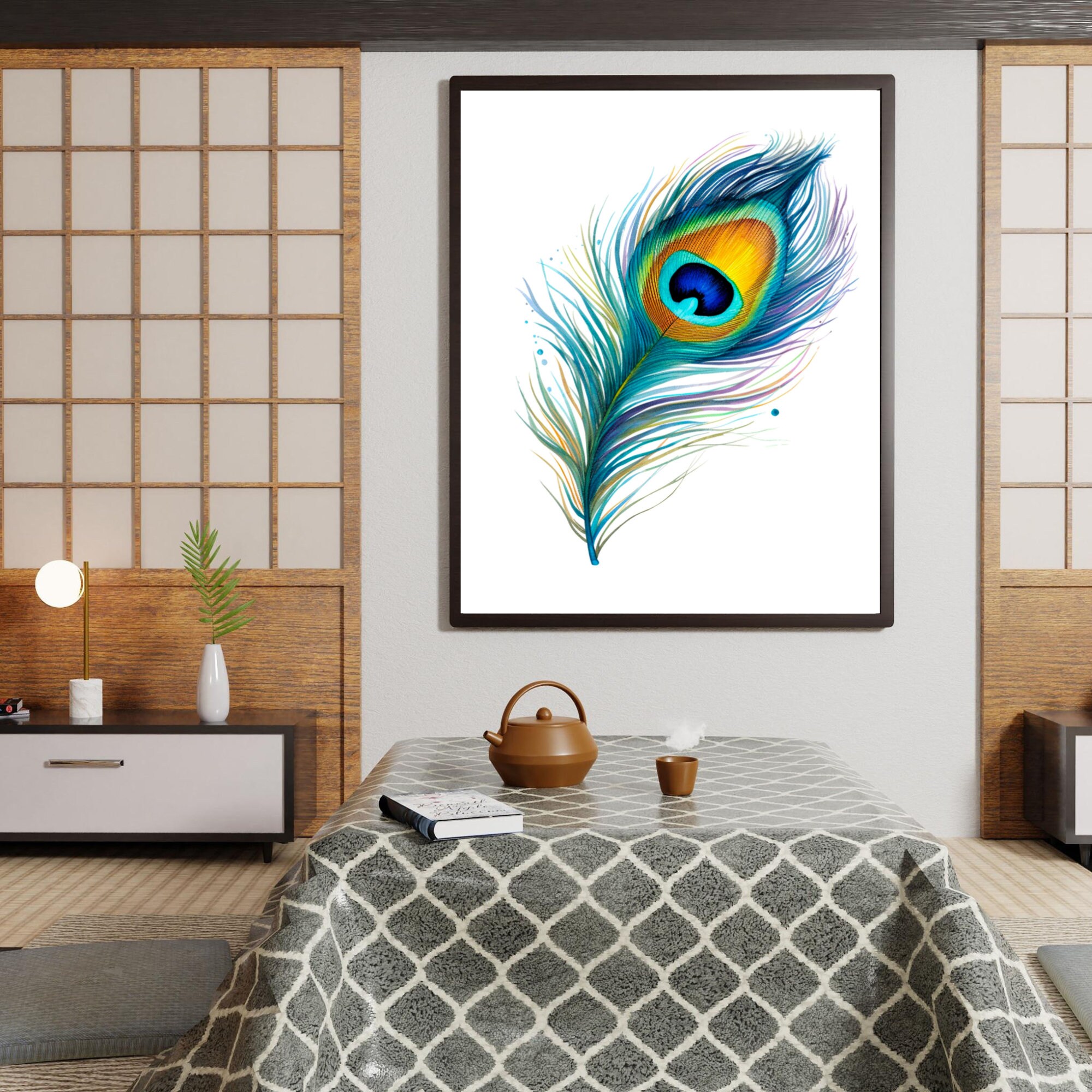 Peacock Feather Printable Art, Peacock Feather Print, Digital Download ...