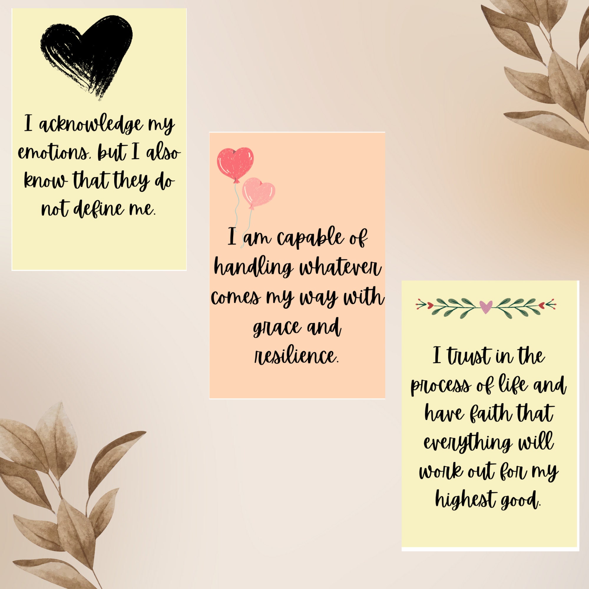 40 Affirmation Cards for Anxiety, Printable Positive Affirmation Cards ...