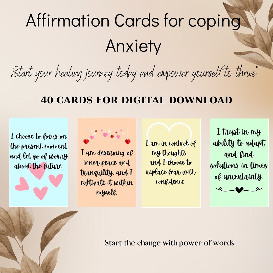 40 Affirmation Cards for Anxiety, Printable Positive Affirmation Cards ...