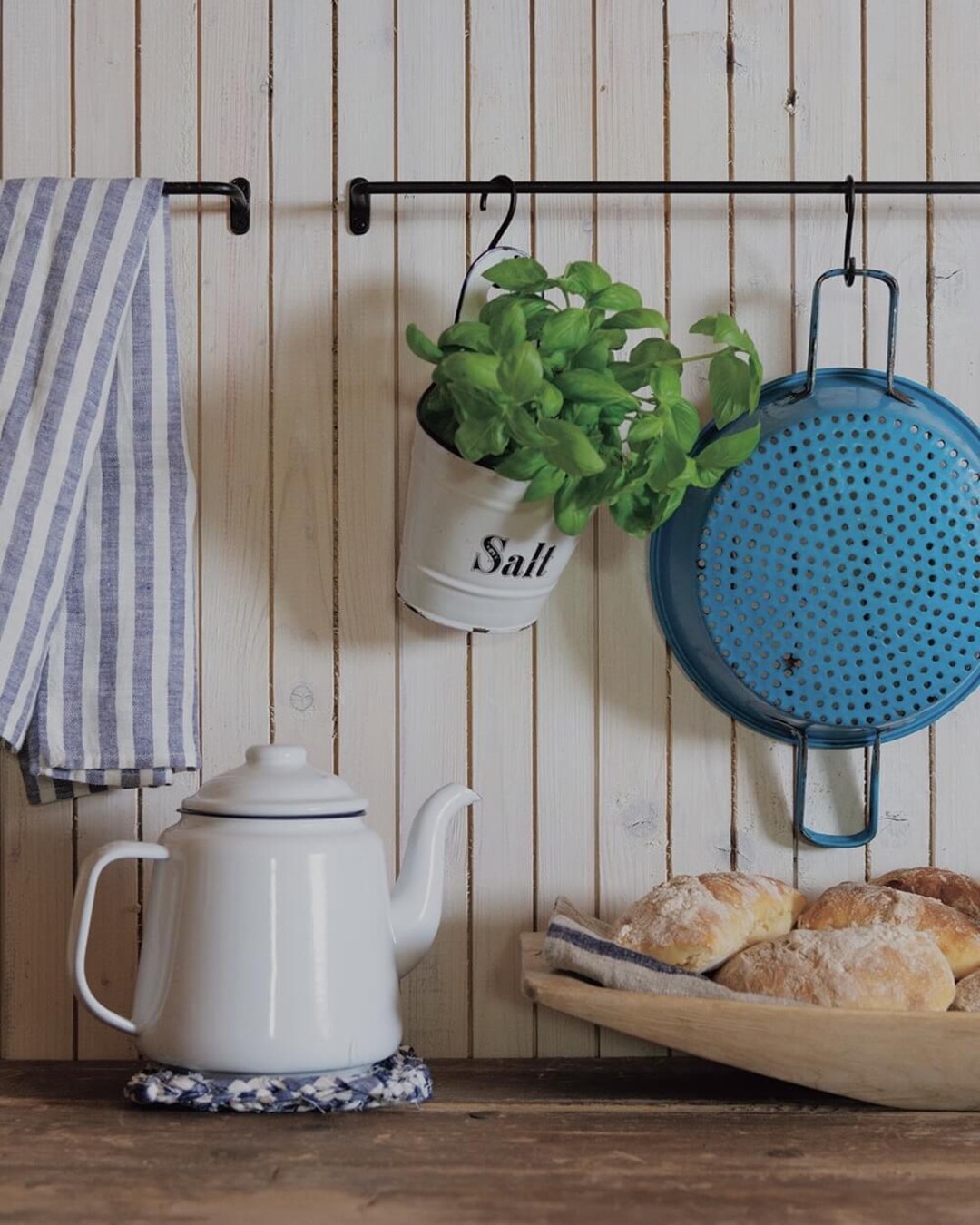 Large Black Metal Hanging Rail - Kitchen Rail - Utensil Rail - Pot Rail ...