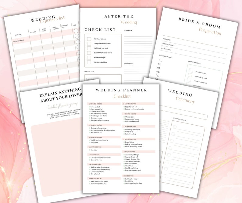 Printable Wedding Planner: Guest List, Budget Planning,programs ...