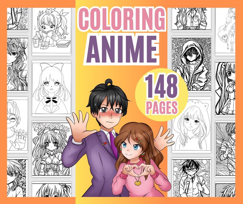 Anime Coloring Pages: Digital Coloring Book for Kids & Teens Spark ...